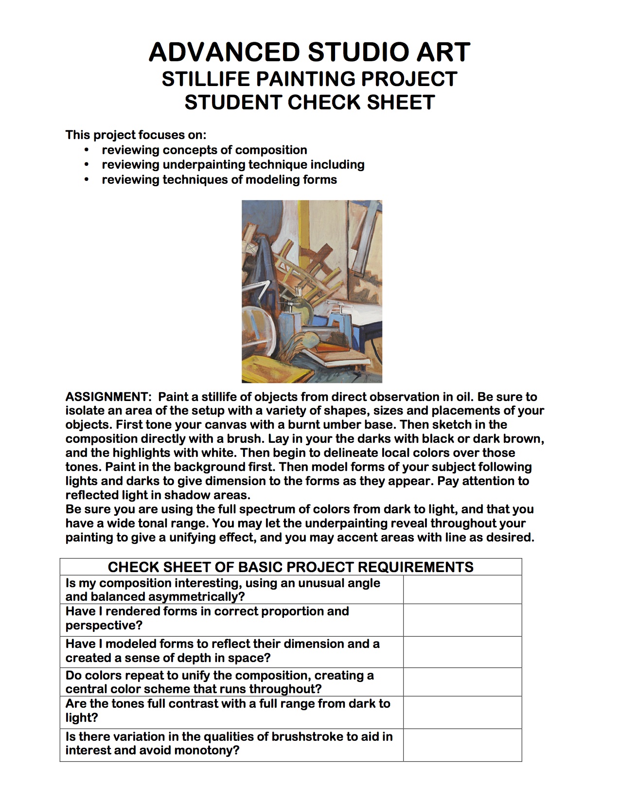 Course: Advanced Studio in Art